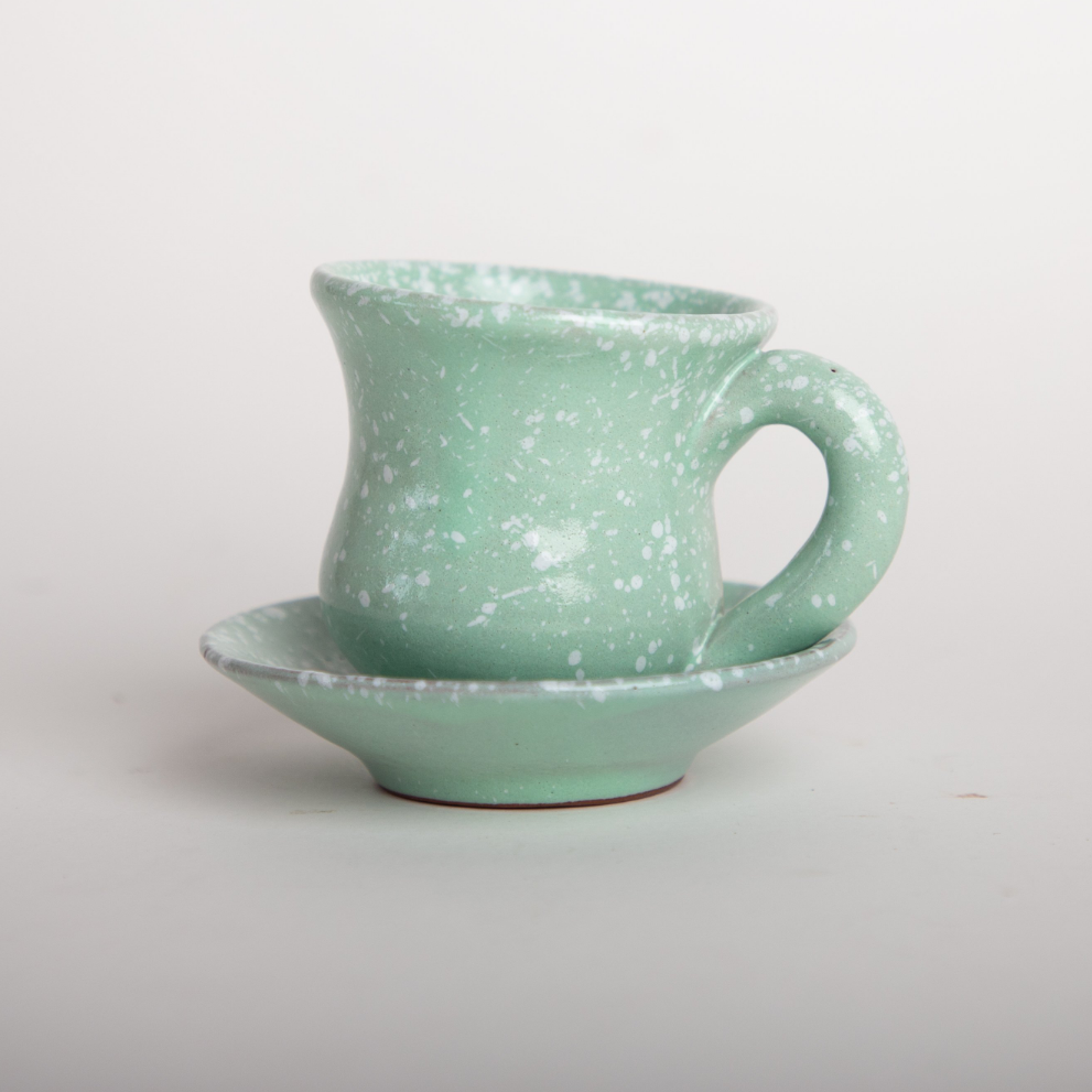 Cattleya-Blossom Green Coffee Cup With Underline Plate – giftopiia