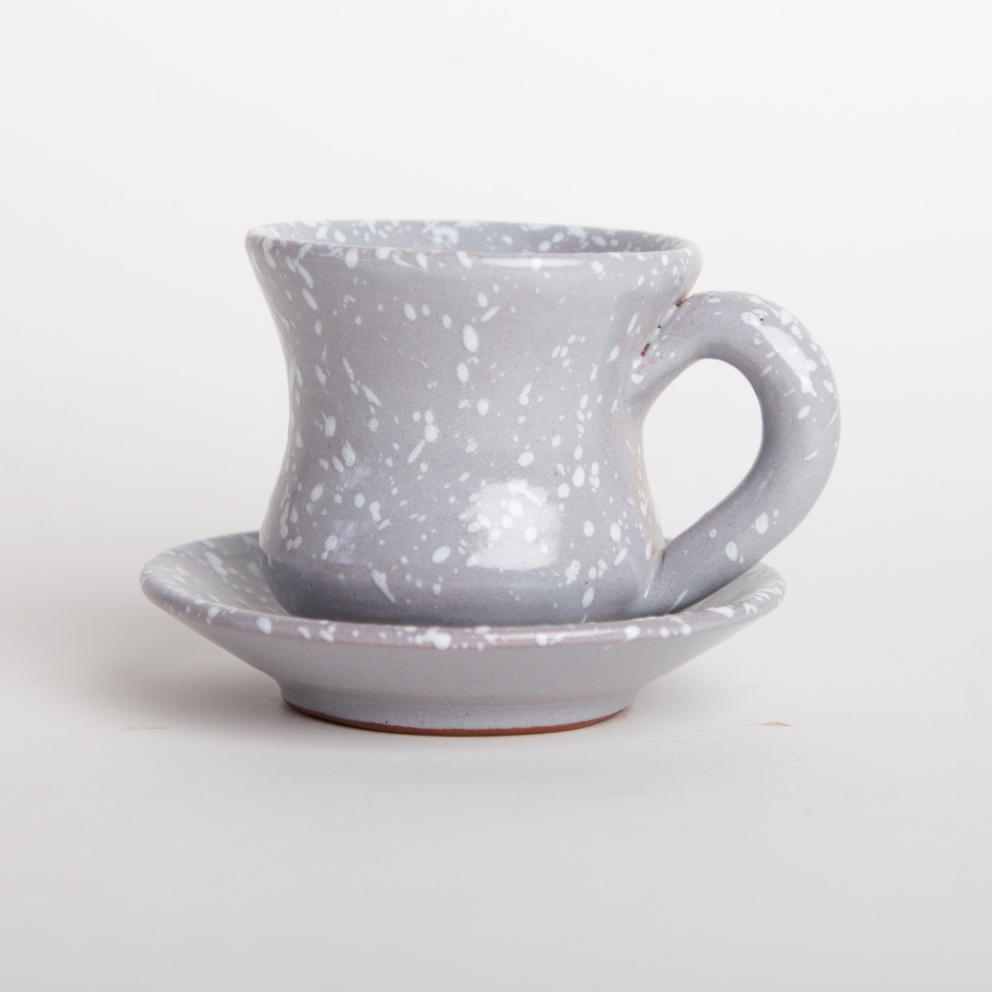 Cattleya-Blossom Grey Coffee Cup With Underline Plate – giftopiia